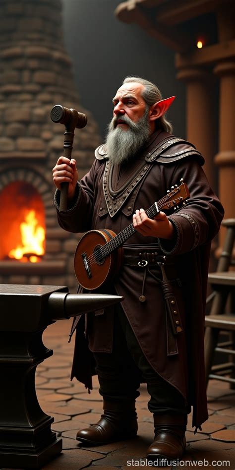 A Male Dwarf Ambassador Wearing Heavy Clothing With Metallic
