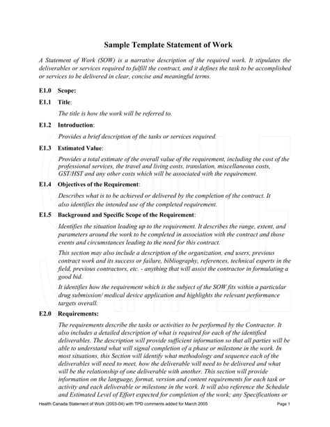 Free Printable Statement Of Work Templates Word Excel PDF