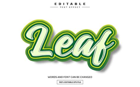 Plantilla De Efecto De Texto Editable D De Hoja Vector Premium