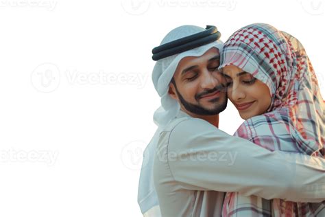 Arabic Couple Hugging On Black Background 56816991 Png