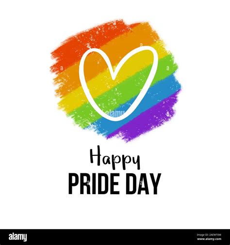Happy Pride Day With Big Heart On Lgbt Community Color Background Gay