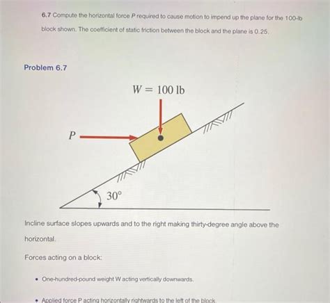 Solved Please Andwer Fast 67 Compute The Horizontal Force P