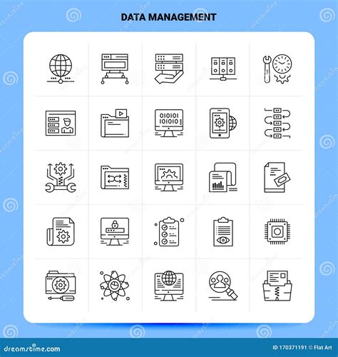 Outline 25 Data Management Icon Set Vector Line Style Design Black Icons Set Linear Pictogram