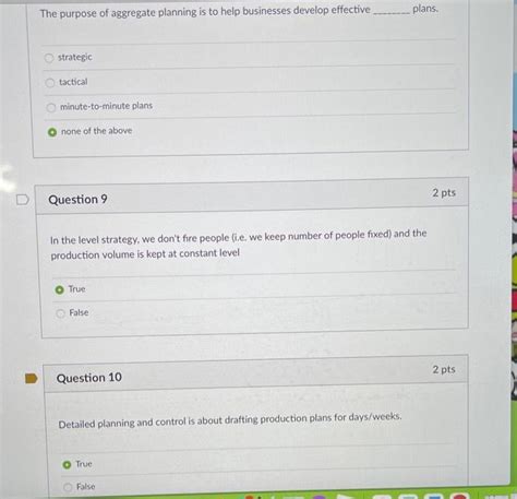 Solved The Purpose Of Aggregate Planning Is To Help Chegg