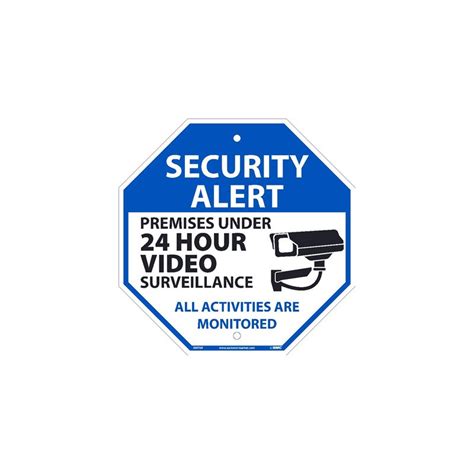 AccuformNMC M976 Security Alert Premises Under 24 Hour Video Surveillance Octagon Sign 12 X 12