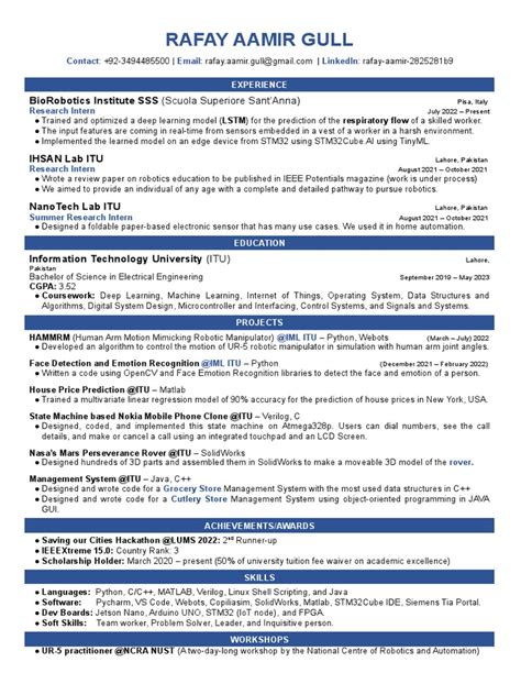 rafay aamir cv pdf robotics deep learning