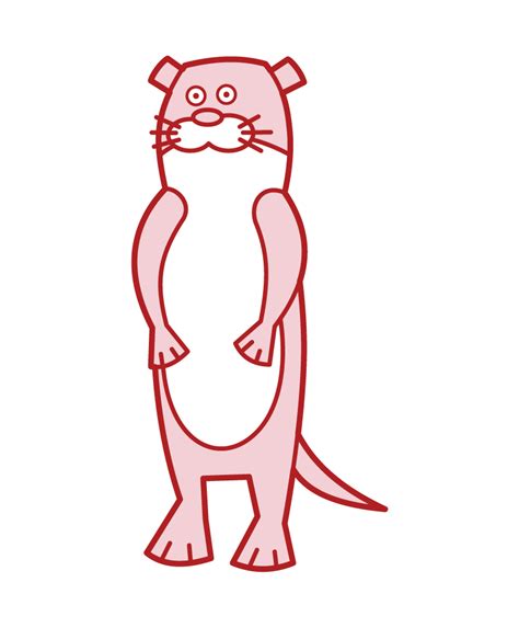 서있는 수달의 그림 무료 일러스트 소재집 Kukukeke