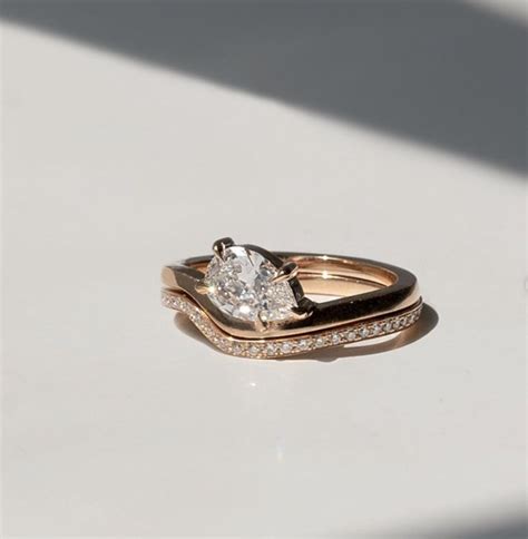 Katkim Bespoke Mini Trace Diamond Ring And Band Pear Shaped Diamond