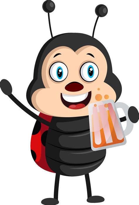 Lady Bug With Beer Illustration Vector On White Background 12266939