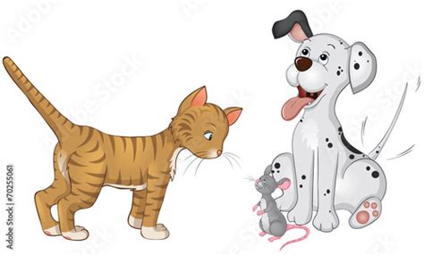 Hund Katze Maus Kollage Stock Vektorgrafik Adobe Stock