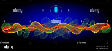 Voice Recognition With A Microphone And Green Yellow Red Sound Waves â