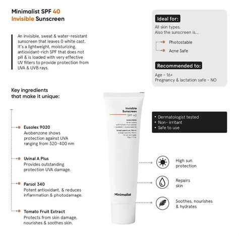 Minimalist Spf 40 Invisible Sunscreen Packaging Size 100 Gm At ₹ 499