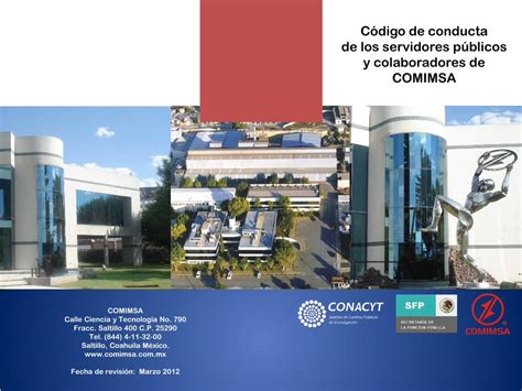 (PDF) Código de conducta de los servidores públicos y … de Conducta COMIMSA .pdf · • Respeto ...