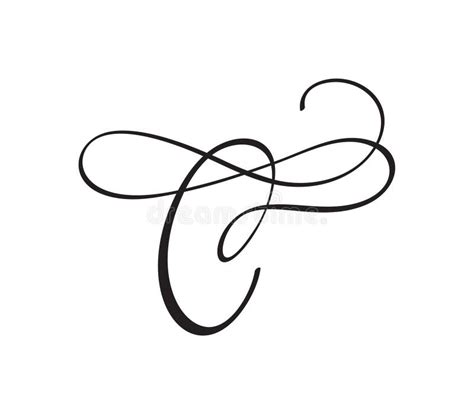 Vector Calligraphy Hand Drawn Letter C Script Font Logo Icon Stock Vector Illustration Of