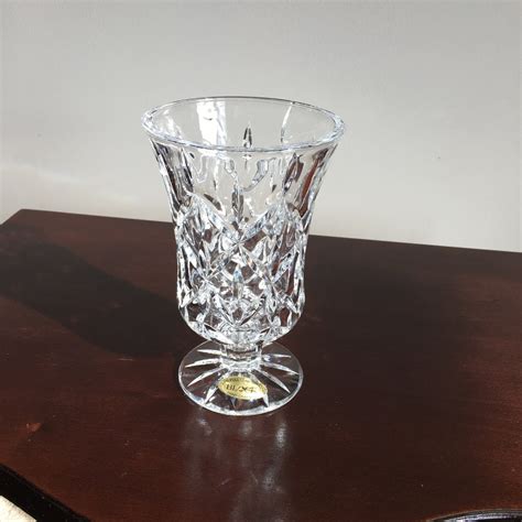 Stunning Crystal Hurricane Candle Holder Taper Votive Block Full Lead