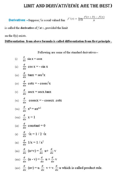 Assignment Of Derivitive Pdf Derivative Elementary Mathematics
