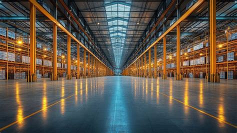 Spacious Warehouse With High Racking Systems Showing Stacked Pallets In