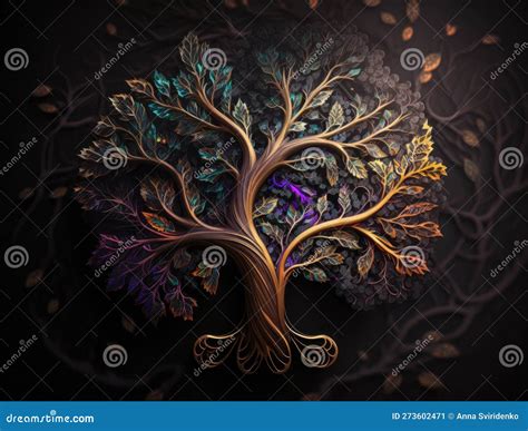Yggdrasil World Tree Concept Created With Generative AI Technology Stock Illustration