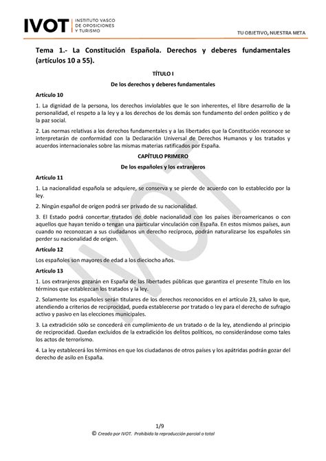 TEMA Constitucion Espanola Tema La Constitución Española Derechos y deberes Studocu