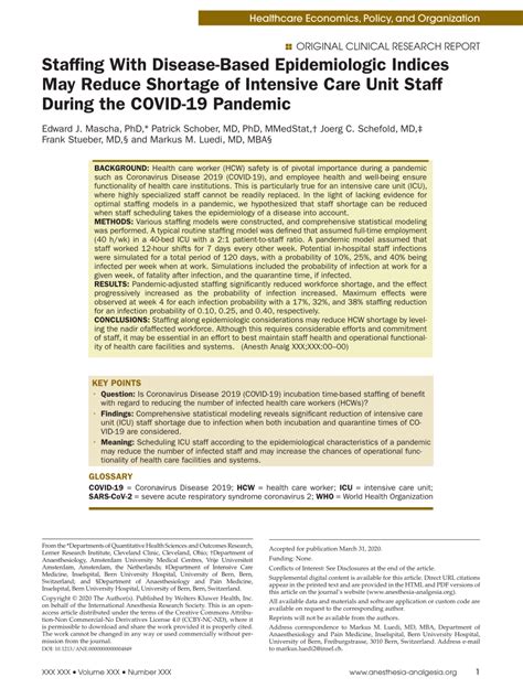 Pdf Staffing With Disease Based Epidemiologic Indices May Reduce