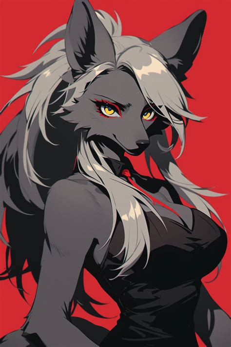 Amainjio A Female Furry Black Wolf Long Silver Hai By Aiartelfik On