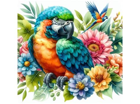 Parrot Sitting Gracefully Among A Vibran Graphic By Kulturrno