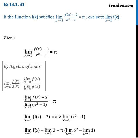 Ex If Function F X Lim X F X X Pi