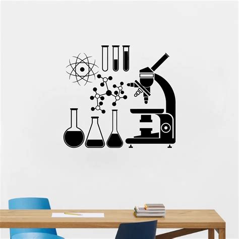 Microscopio de ciencia científica vinilo Adhesivo de pared de Química