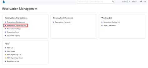 Reservation Management Reservation Transactions