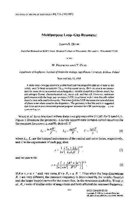 pdf multipurpose loop gap resonator