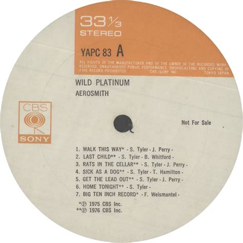 Aerosmith Wild Platinum Japanese Promo Vinyl Lp —