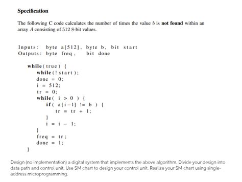 Specification The Following C Code Calculates The Chegg