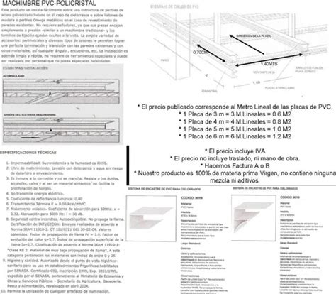 Cielorraso Machimbre Pvc Placas 200x7 Mm Precio 5mts Lineal En Venta En