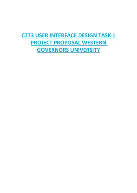 C773 User Interface Design Task 1 Project Proposal Western Governors University