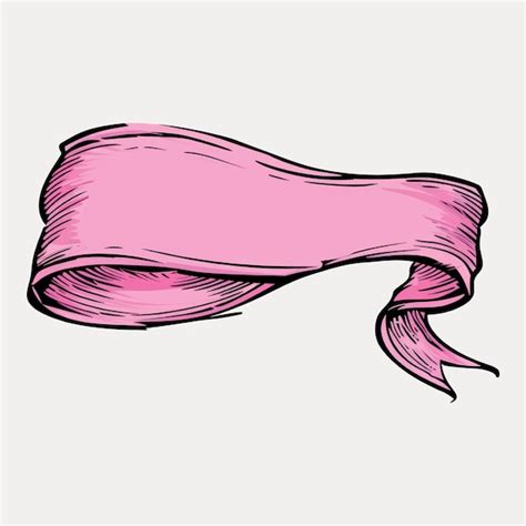 Pink Ribbon Sketch Illustration Premium Ai Generated Vector