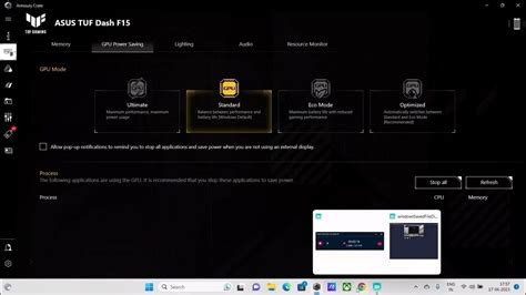how to fix armoury crate application missing gpu power saving tab issue