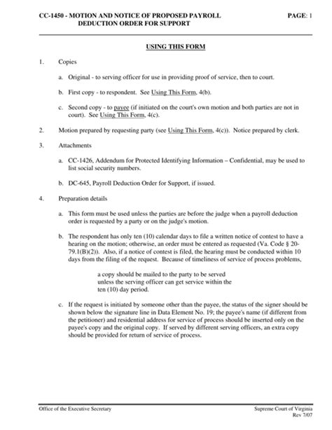 Download Instructions For Form Cc 1450 Motion And Notice Of Proposed
