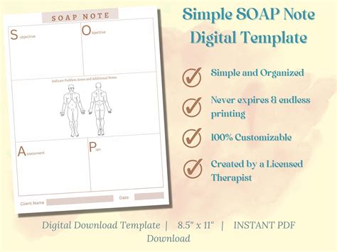 Massage Therapy Editable Soap Note Business Form Digital Download