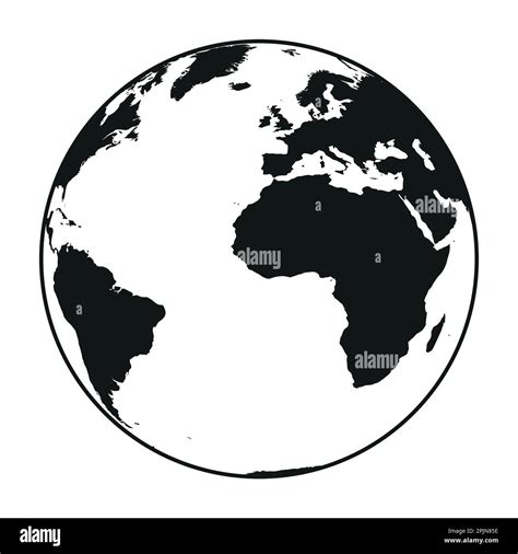 Earth Globe World Map With Continents On Planet Earth Black And