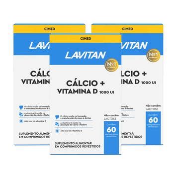 Kit 3 Unidades Lavitan Cálcio Vitamina D 600mg 60 Comprimidos Cimed