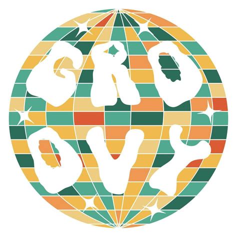 Groovy Trippy Rave Positive Slogan Disco Ball Vector Isolated On White Background Hippy