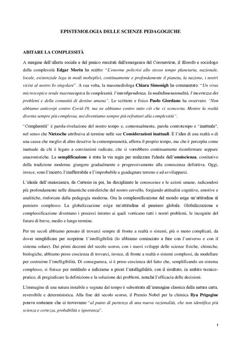 Epistemologia Delle Scienze Pedagogiche Appunti E Riassunto Libro