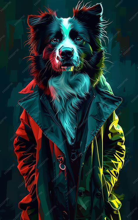 Premium Photo Poster Of Border Collie In An Assertive Pose Wearing A