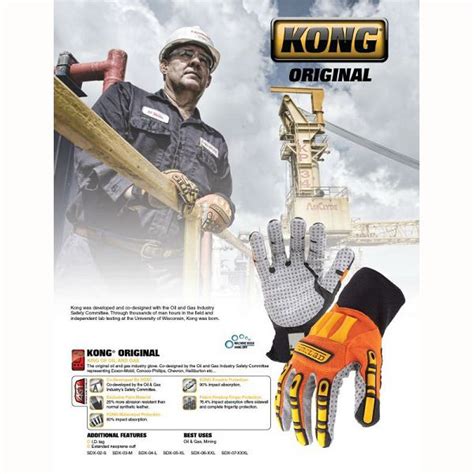 KONG ORIGINAL Impact Protection Gloves Orange Hi Vis Palm Counter