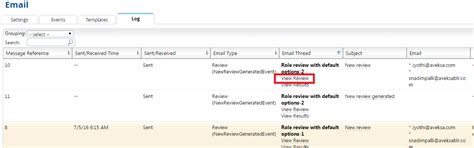 View Results Link For Role Review Emails In The Email Log Return Request Cannot Be Handled Error