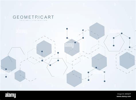 Hexagonal Abstract Background Big Data Visualization Global Network Connection Stock Vector