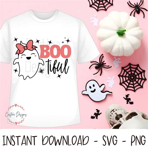 Cute Ghost Svg Bootiful Svg Boo Png Halloween Ghost Girl Halloween Svg Halloween Svg For