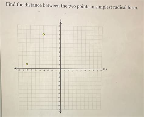 solved find the distance between the two points in simplest radical