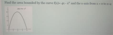 solved find the area bounded by the curve f x 4x x 2 and the x axis