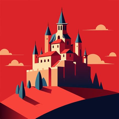 Red Castles Vector Illustration Flat 2 Premium Ai Generated Vector